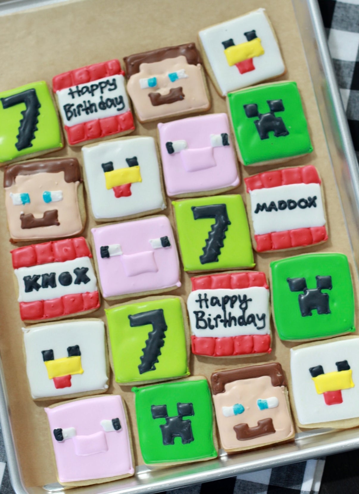 Minecraft – Brownies and Balloons - Custom Sugar Cookies